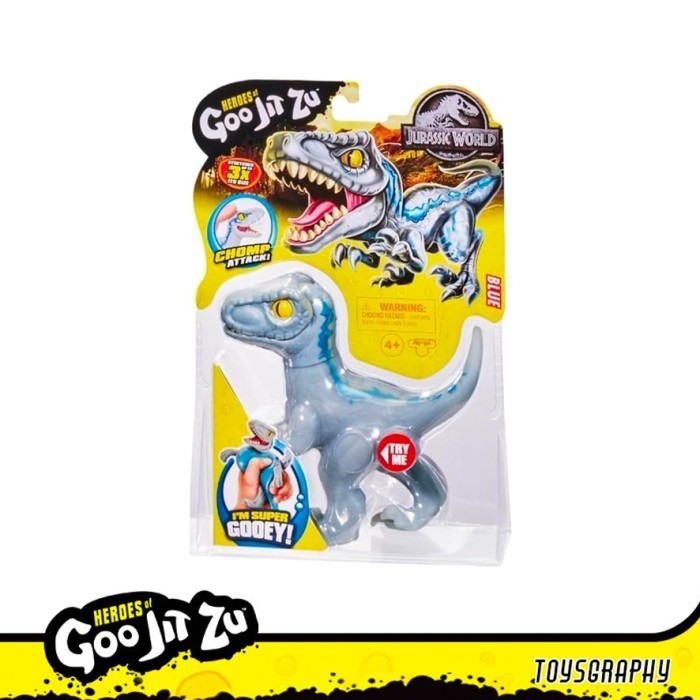 Jual Goo Jit Zu Jurassic World Velociraptor BLUE Chomp Attack Goojitzu ...