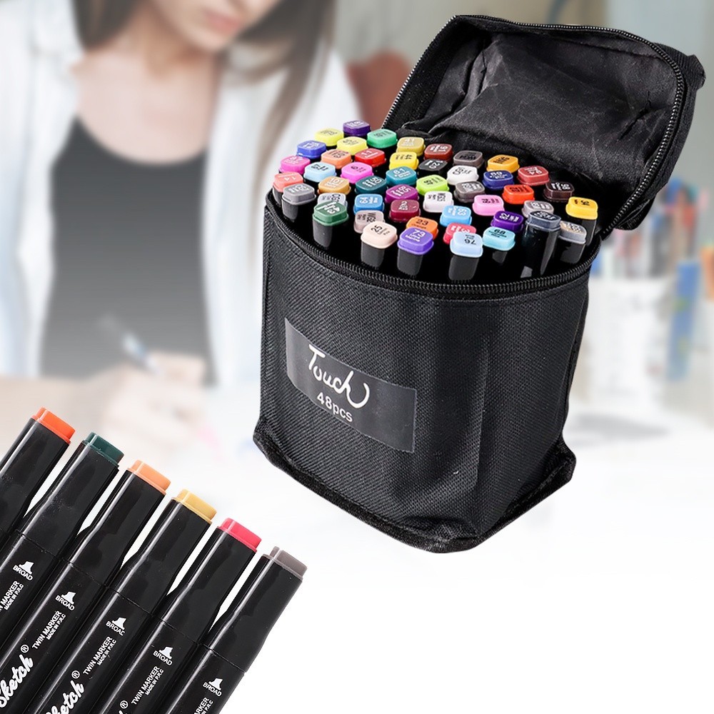 Jual Spidol Dual Side Fine Art Brush Pen Art Marker Set Isi 48 Warna ...