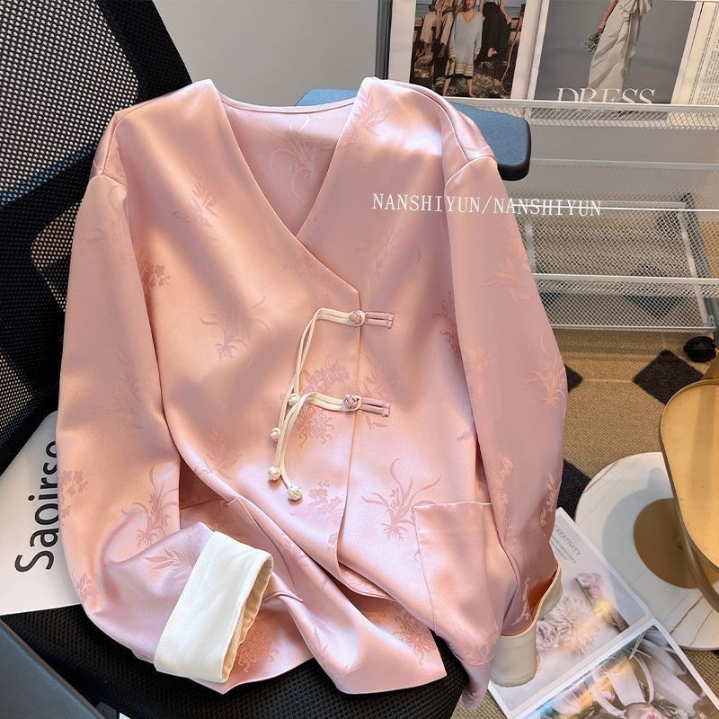 Jual New Chinese Style Chinese Knot Button Shirt Women's Design Sense ...
