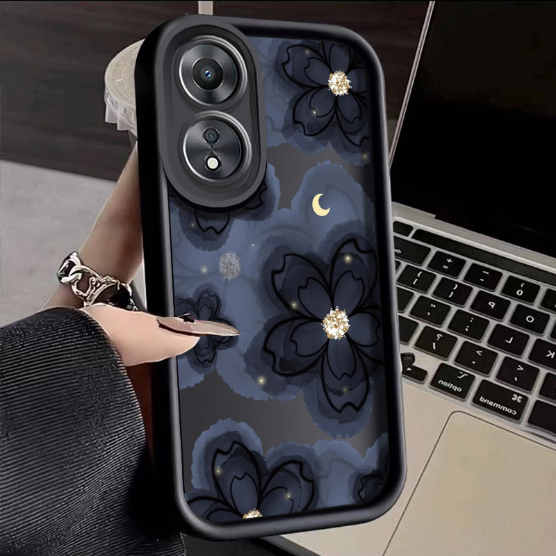 Jual Casing Hp OPPO A78 Case pola bunga berwarna gelap Kesing HP ...