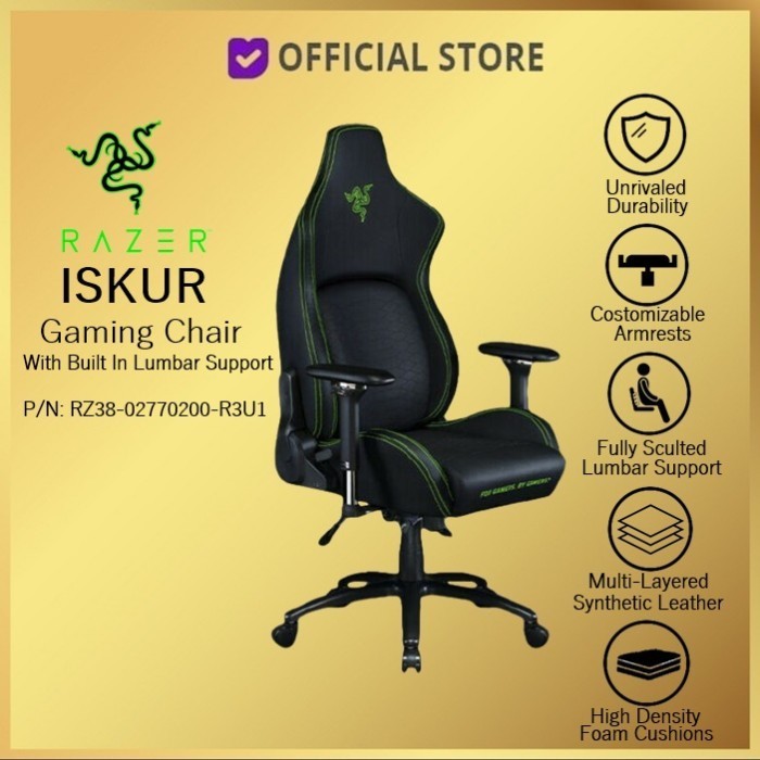 Jual Razer Iskur Gaming Chair With Built-In Lumbar Support Kursi Gaming ...