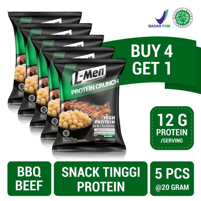 Jual BUY 4 GET 1 FREE: L-MEN PROTEIN CRUNCH BBQ BEEF (20GR) | Shopee ...