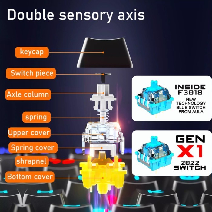 Jual Keyboard Gaming Multimedia Mechanical Aula F3018 Gen-X1 Series ...