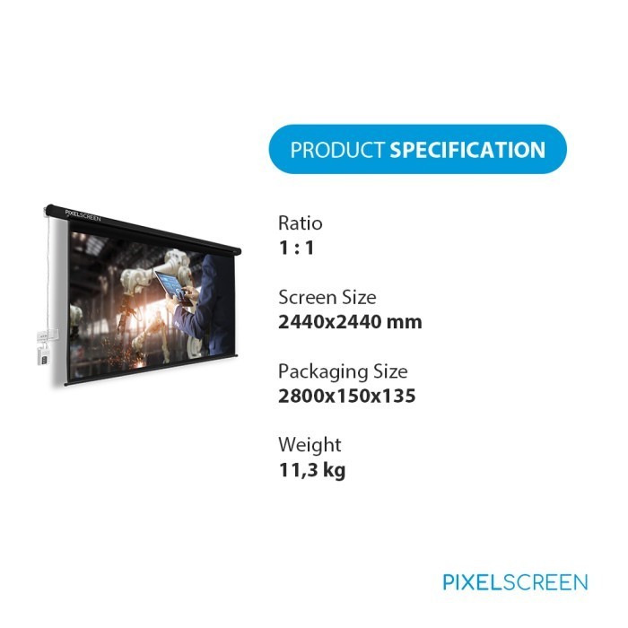 Jual Pixelscreen Screen Projector Motorized 96 Inch | Shopee Indonesia