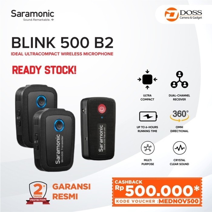Jual Saramonic Blink 500 B2 Tx Tx Rx Wireless Omni Lavarier Mic