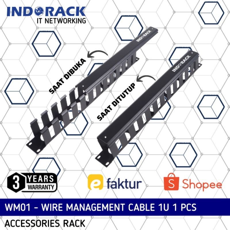 Jual WM01 Horizontal Wire Management Cable 1U Wiring Panel | Shopee ...