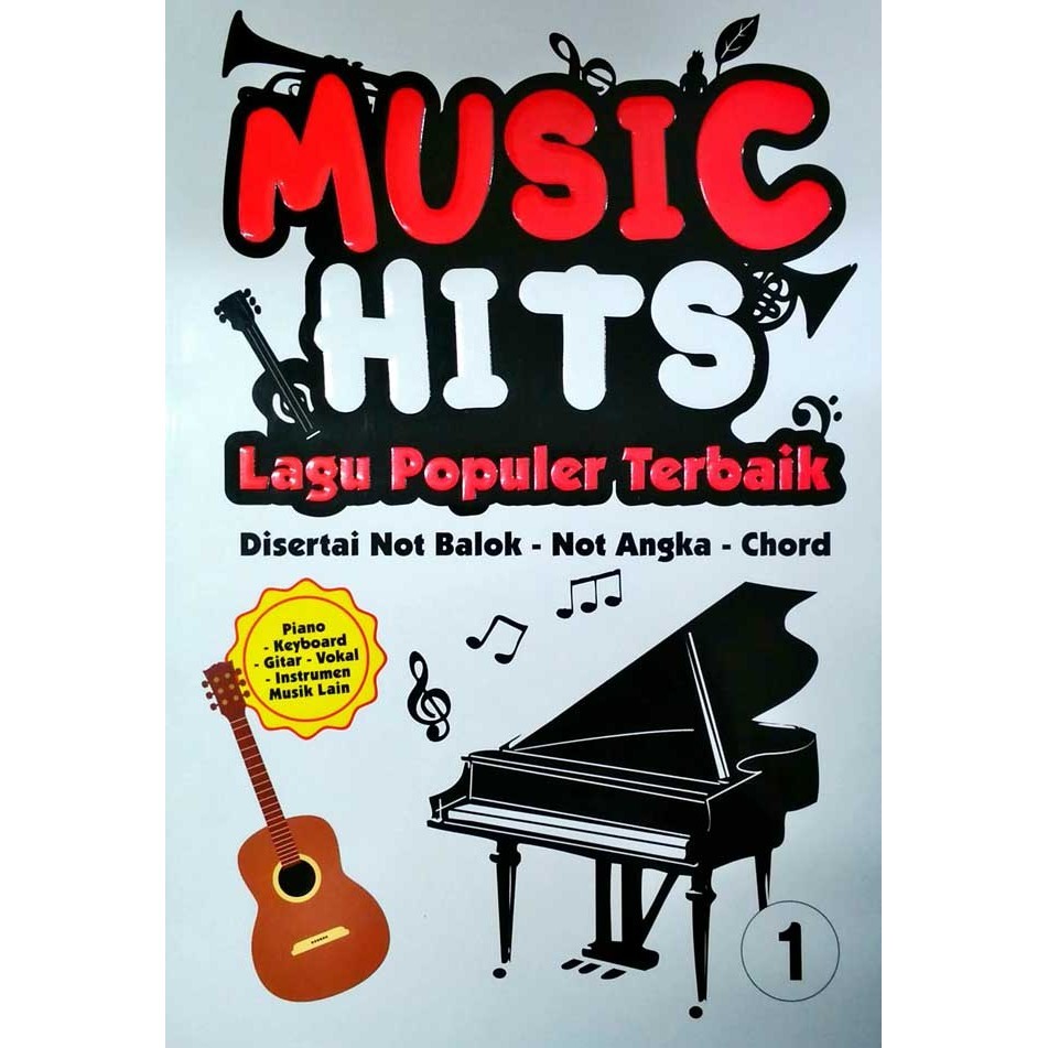 Jual Music Hits 1 Lagu Populer Terbaik: Disertai Not Balok, Not Angka ...