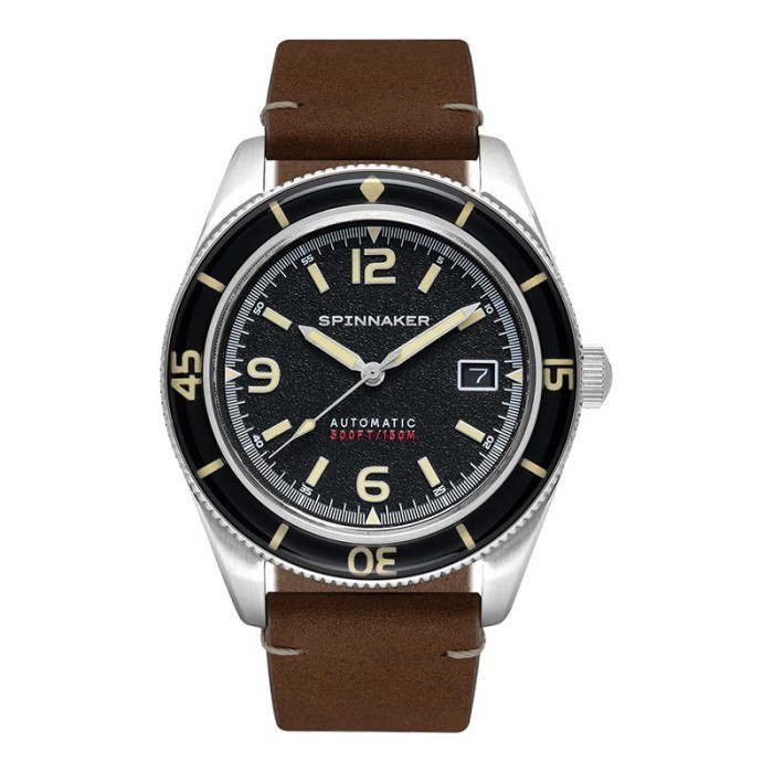 Jual Spinnaker SP-5055-01 Vintage Fleuss Men Black Dial Brown Leather ...