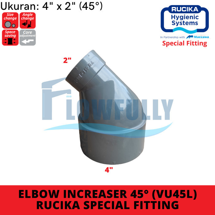 Jual ELBOW INCREASER 45 4 x 2 INCH RUCIKA VU45L KNEE OVERLOOP VLOK REDUCER | Shopee Indonesia