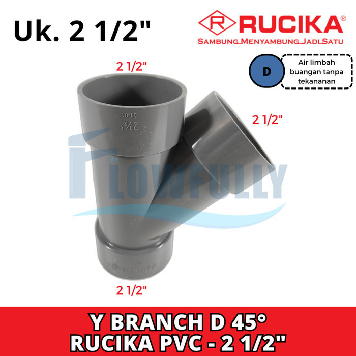 Jual Y BRANCH D 2 1/2 inch RUCIKA PVC TY 45 derajat Y 45° | Shopee ...