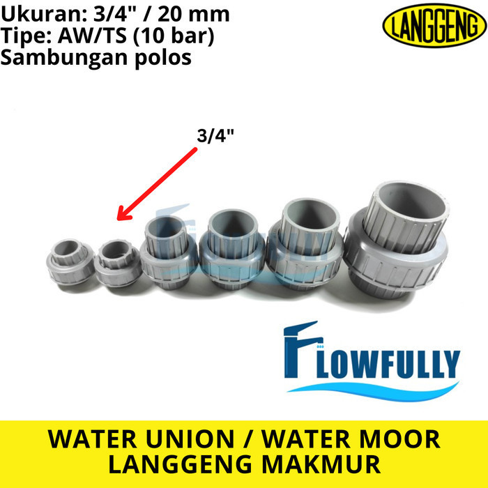 Jual WATER MUR PVC WATER MOOR 3/4 INCH LANGGENG WATER UNION TS AW POLOS WATERMUR WATERMOOR ...