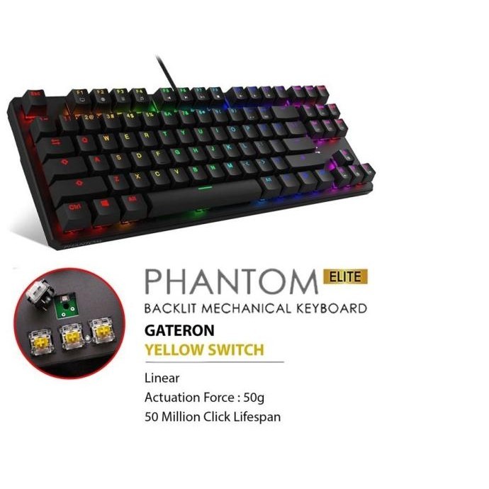 Jual New Tecware Keyboard Phantom Elite 87 Rgb - Gateron Mechanical ...