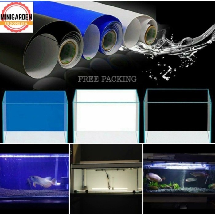 Jual Background Aquarium Roll 15Meter Wallpaper Polos Hitam Biru Motif ...