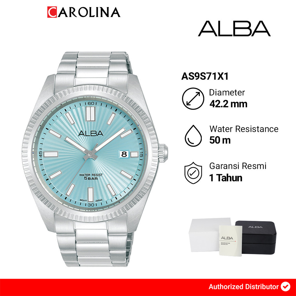 Jual Jam Tangan Pria ALBA Prestige AS9S71X1 Light Blue Patterned Dial ...