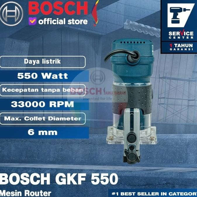 Jual Bosch Mesin Wood Trimmer Profil Gkf 550 1/4 Inch Dan Mata Router ...