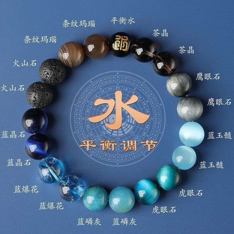 Jual Men's and Women's Natural Five Elements Crystal Bracelet Obsidian ...