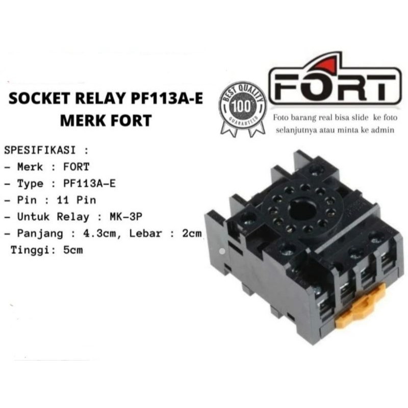 Jual Fort Socket Soket Relay PF113A-E 11 pin kaki dudukan untuk MK3P ...
