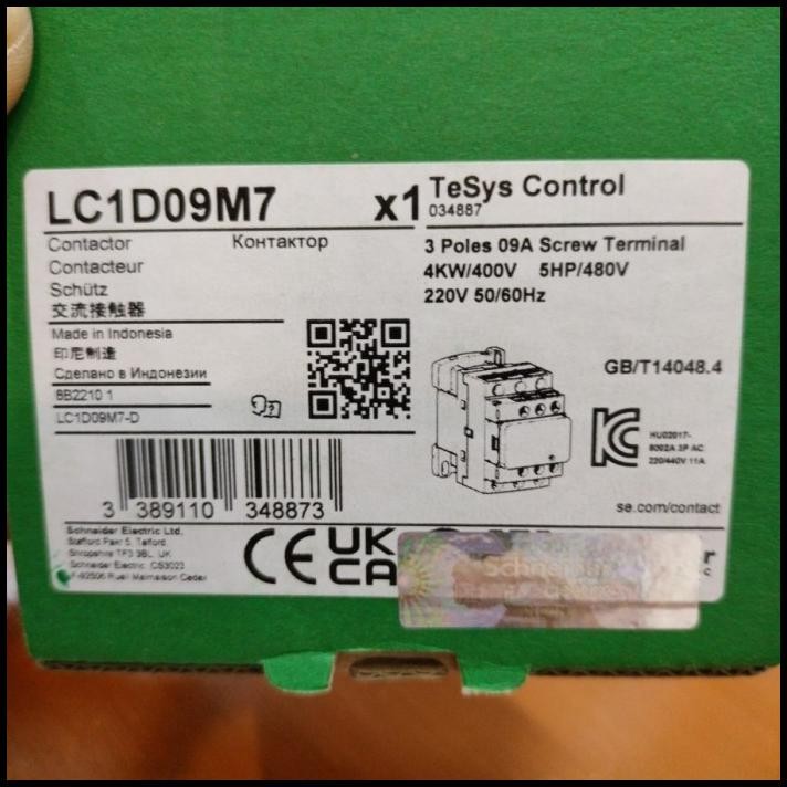 Jual TERBARU KONTAKTOR CONTACTOR LC1D09M7 SCHNEIDER 3P 09A 4KW 220V ...