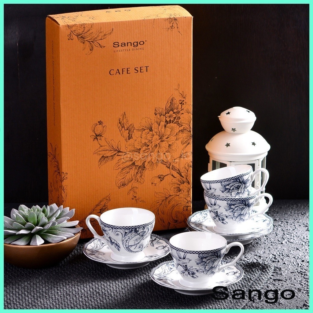 Jual SANGO Set Cangkir Keramik Adelaide Blue (Isi 8) Hampers | Shopee ...