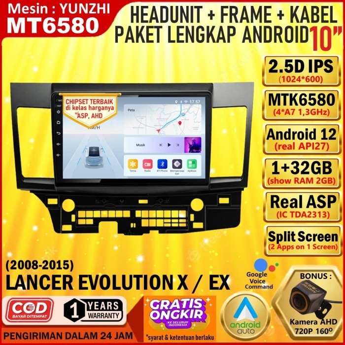 Jual Headunit Android MT6580 1/32GB+Soket+Frame 10 inch Lancer Evo X EX ...