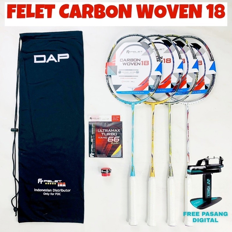 Jual Raket Badminton Felet Carbon Woven 18 36LBS Original | Shopee ...