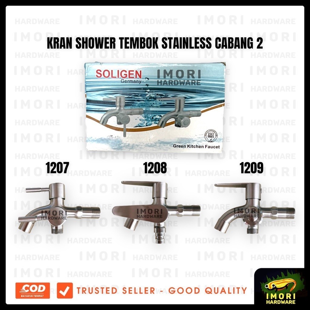 Jual SOLIGEN KRAN TEMBOK STAINLESS CABANG 2 DOUBLE KERAN AIR SHOWER ...