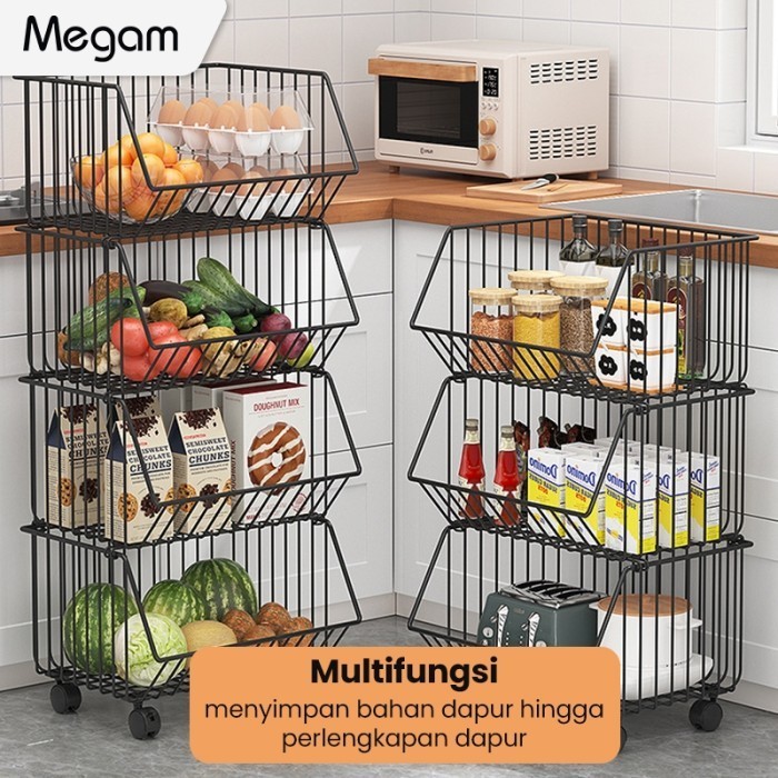 Jual MEGAM RAK RODA RAK DAPUR SUSUN PENYIMPANAN BUMBU RAK TOILET HRK504 ...