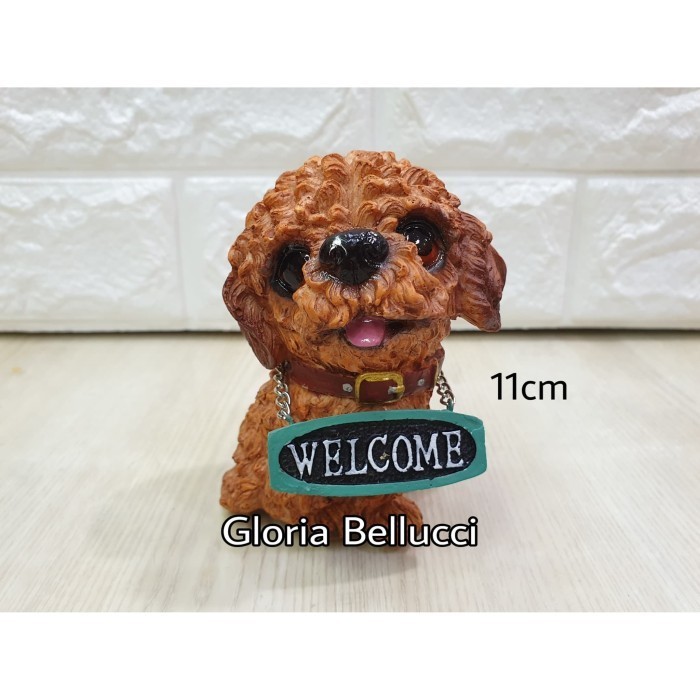 Jual Patung Pajangan Anjing Red Toy Poodle Miniatur Pudel Doggy ...