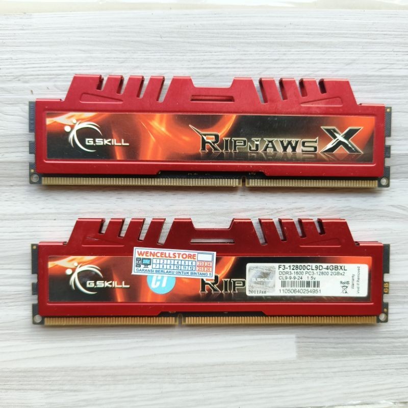 Jual RAM G.SKILL 4GB KIT 2X2GB PC3-12800 DDR3 | Shopee Indonesia