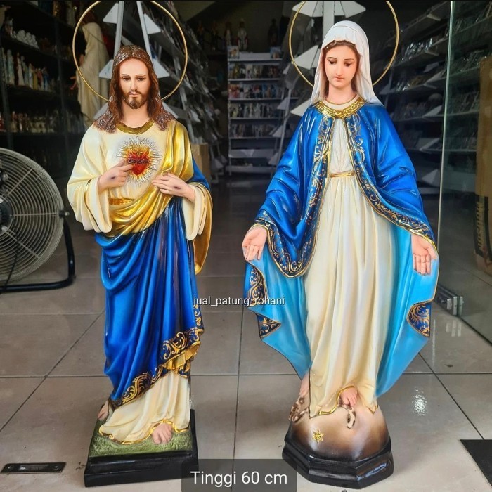 Jual Aba Patung Yesus Hati Kudus Atau Maria Tangan Terbuka 60 Cm Biru ...