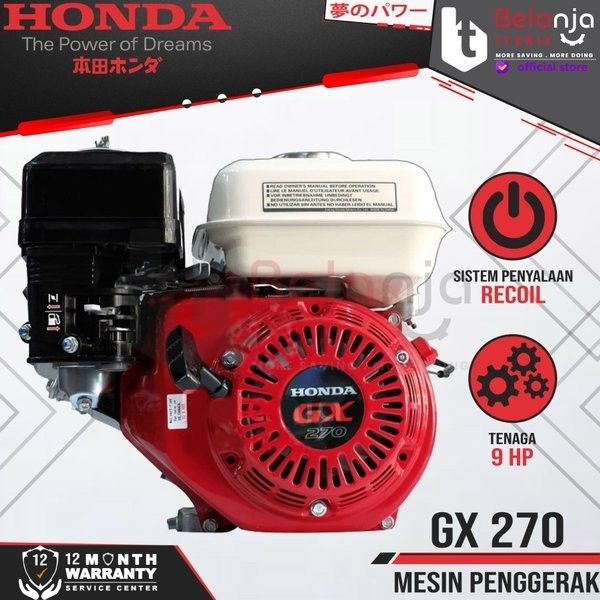 Jual MESIN PENGGERAK HONDA GX 270 JIALING 9 HP BENSIN SERBAGUNA GX270 MOTOR ENGINE | Shopee ...