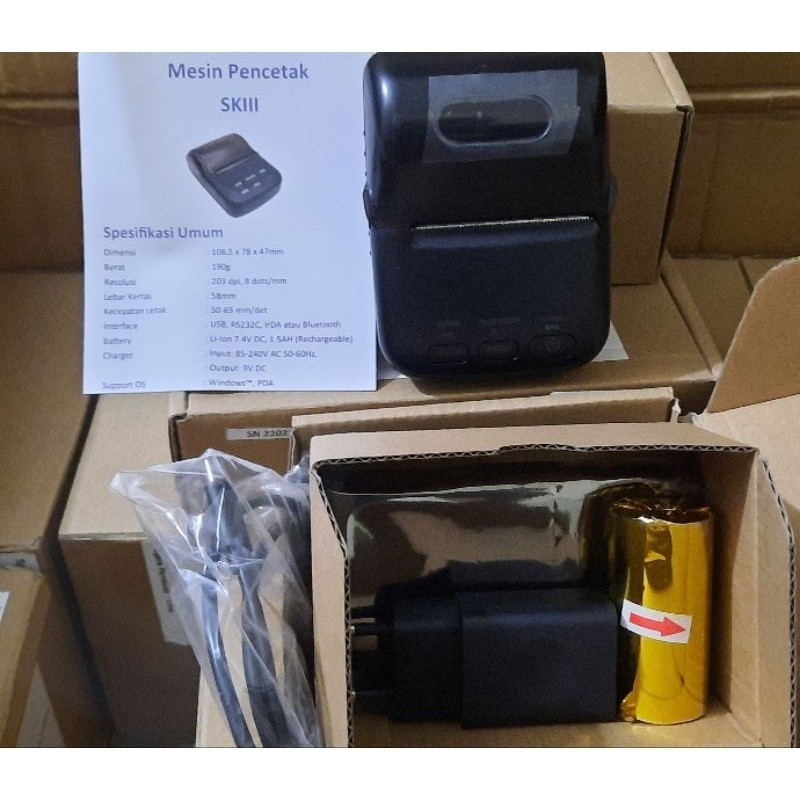 Jual PRINTER THERMAL BLUETOOTH + USB MODEL SKIII MESIN PENCETAK HITAM ...
