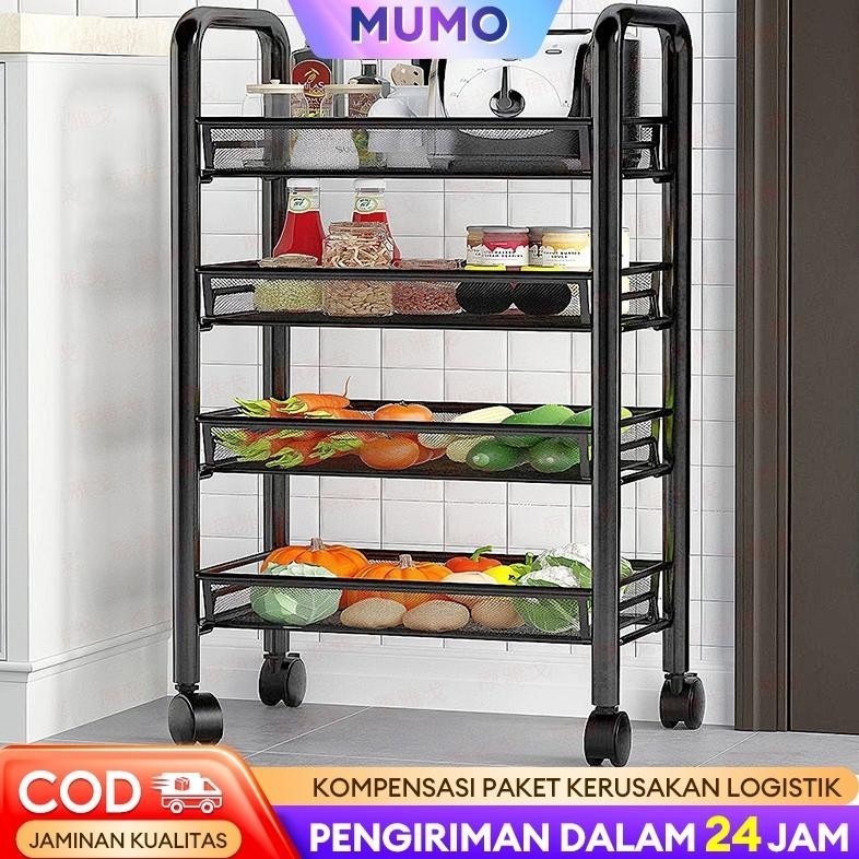 Jual Rak Troli Susun Hitam Rak Lantai Beroda Rak Ruang Tamu Rak ...