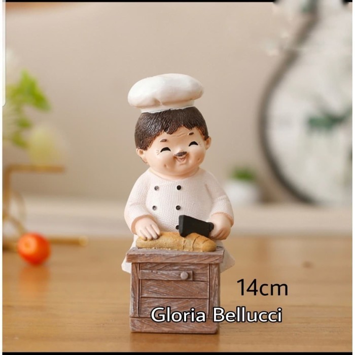 Jual patung pajangan koki lucu potong roti bakery chef cafe restoran ...