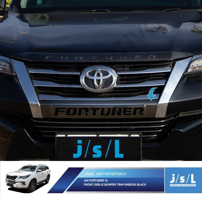 Jual All New Fortuner 2016 Front Grille Bumper Trim Emboss Black Chrome ...