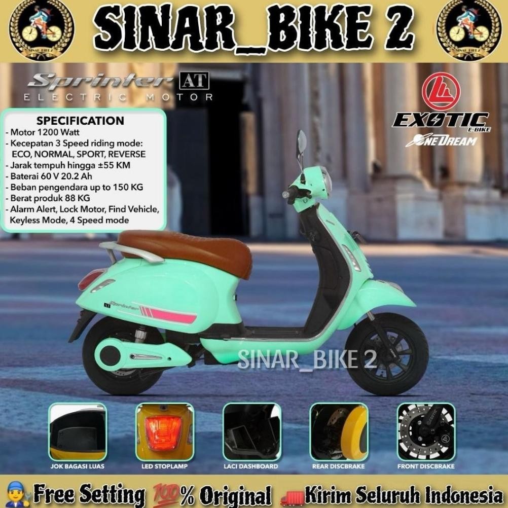 Jual BDG Sepeda Motor Listrik Electric EXOTIC SPRINTER AT Vespa 1200 ...