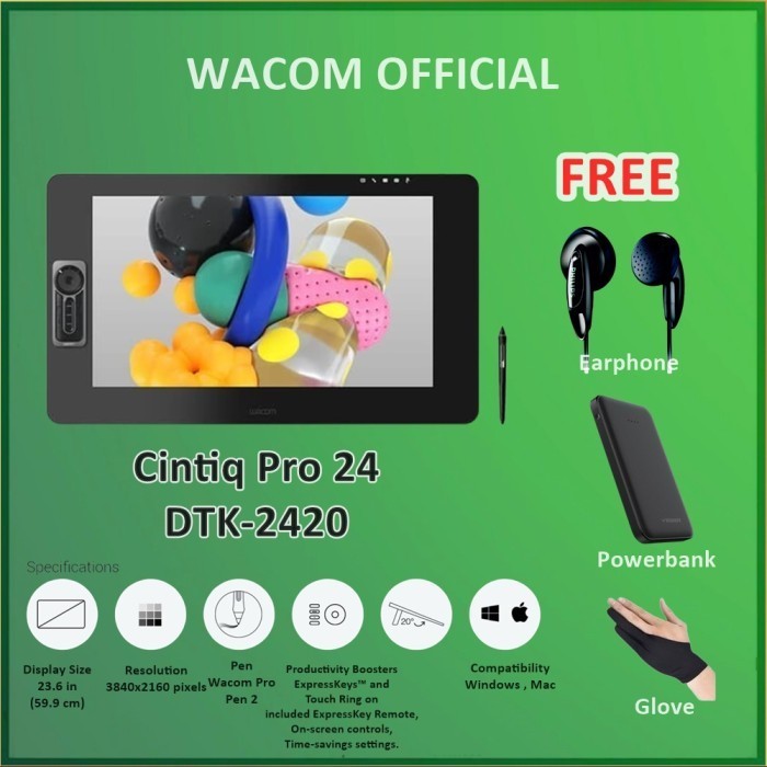 Jual WACOM CINTIQ PRO 24 DTK 2420 DRAWING PEN DISPLAY MONITOR DTK2420 ...