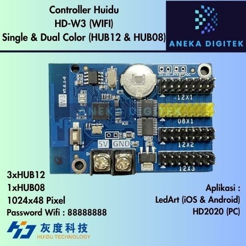 Jual Controller Huidu HD-W3 HUB08 Wifi Running Text P10 Not HD-W00 HD ...