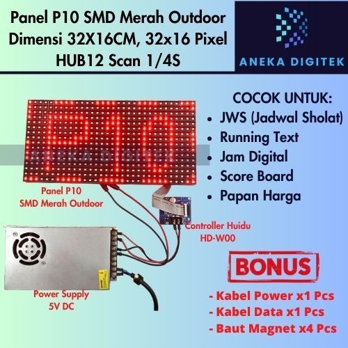 Jual Panel Module Modul LED P10 Running Text SMD Merah Red Outdoor ...