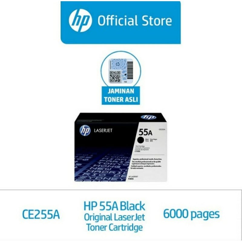 Jual toner hp laserjet 55A black original ( CE255A ) cartridge | Shopee ...