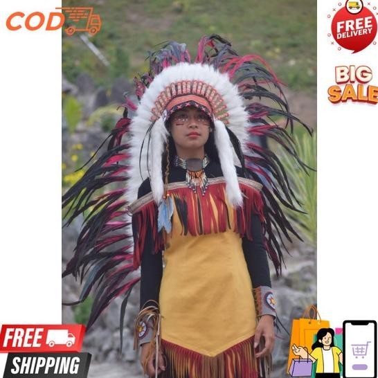 Jual TOPI INDIAN - INDIAN HEADDRESS MEDIUM AYAM BILABONG MERAH FUR ...