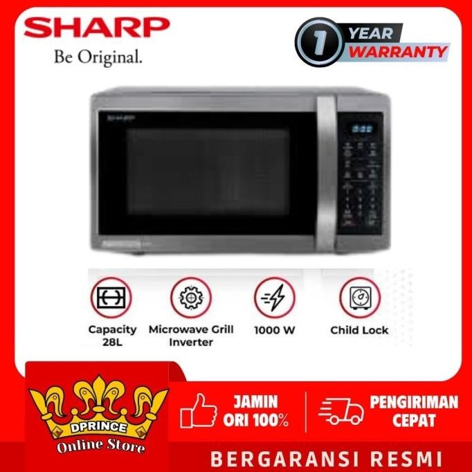 Jual SHARP 753GX Microwave Grill Inverter Oven 28L R-753GX(BS) | Shopee Indonesia