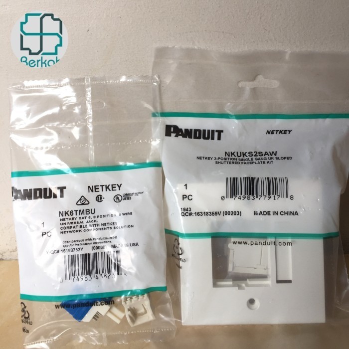 Jual Modular plus faceplate panduit NETKEY CAT 6 NK6TMBU + NKUKS2SAW ...