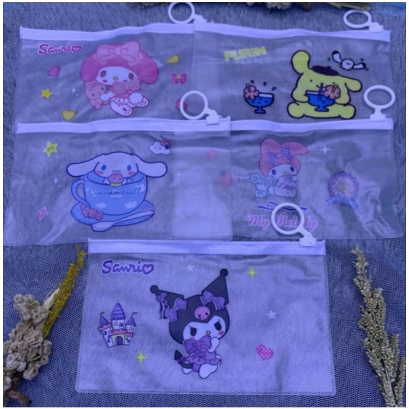 Jual pouch mika transparan ziplock motif Sanrio / pouch multifungsi ...