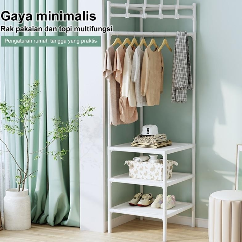 Jual Rak Gantungan Baju Sudut Rak Stand Hanger Rak Baju Portable Lemari ...