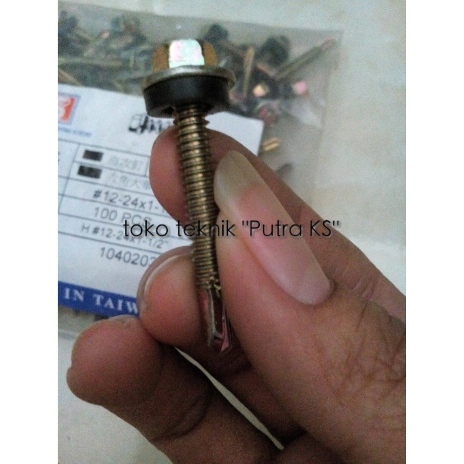 Jual Baut Baja Ringan / Baut Roofing Ukuran #12x1-1/2 Isi 100Pcs ...