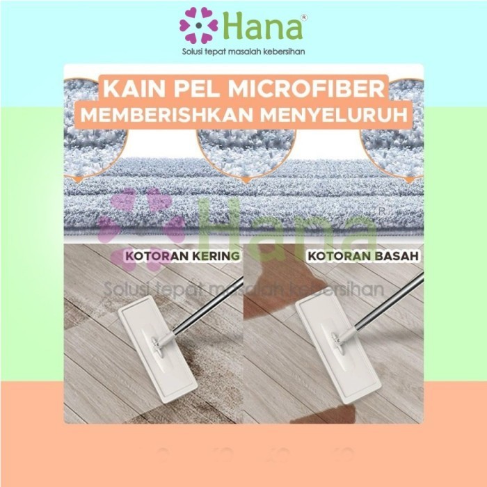 Jual LILY Flat Mop Hana / Pel Tarik / Alat Pel Praktis / Extra Kain Pel ...