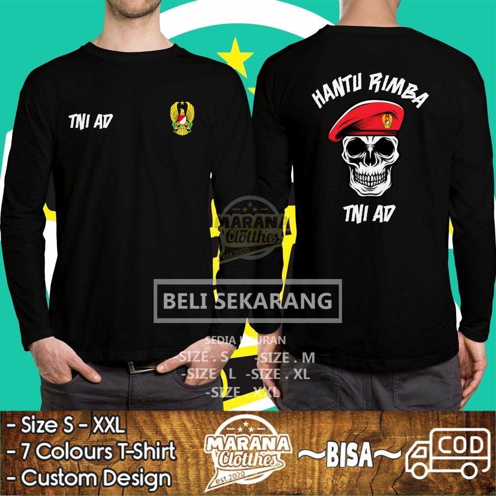 Jual Kaos TNI AD Hantu Rimba Vector DB Lengan Panjang DB Kaos Distro | Shopee Indonesia