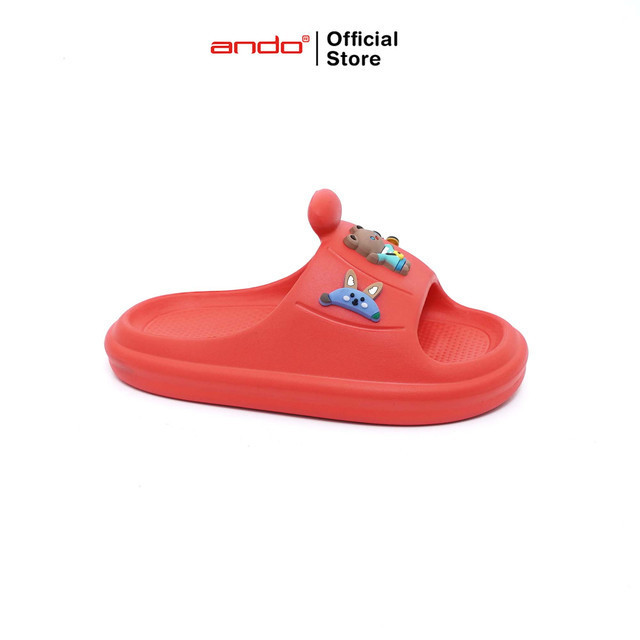 Jual Ando Official Sandal Selop Slip On Funny Bear Anak - Merah ...