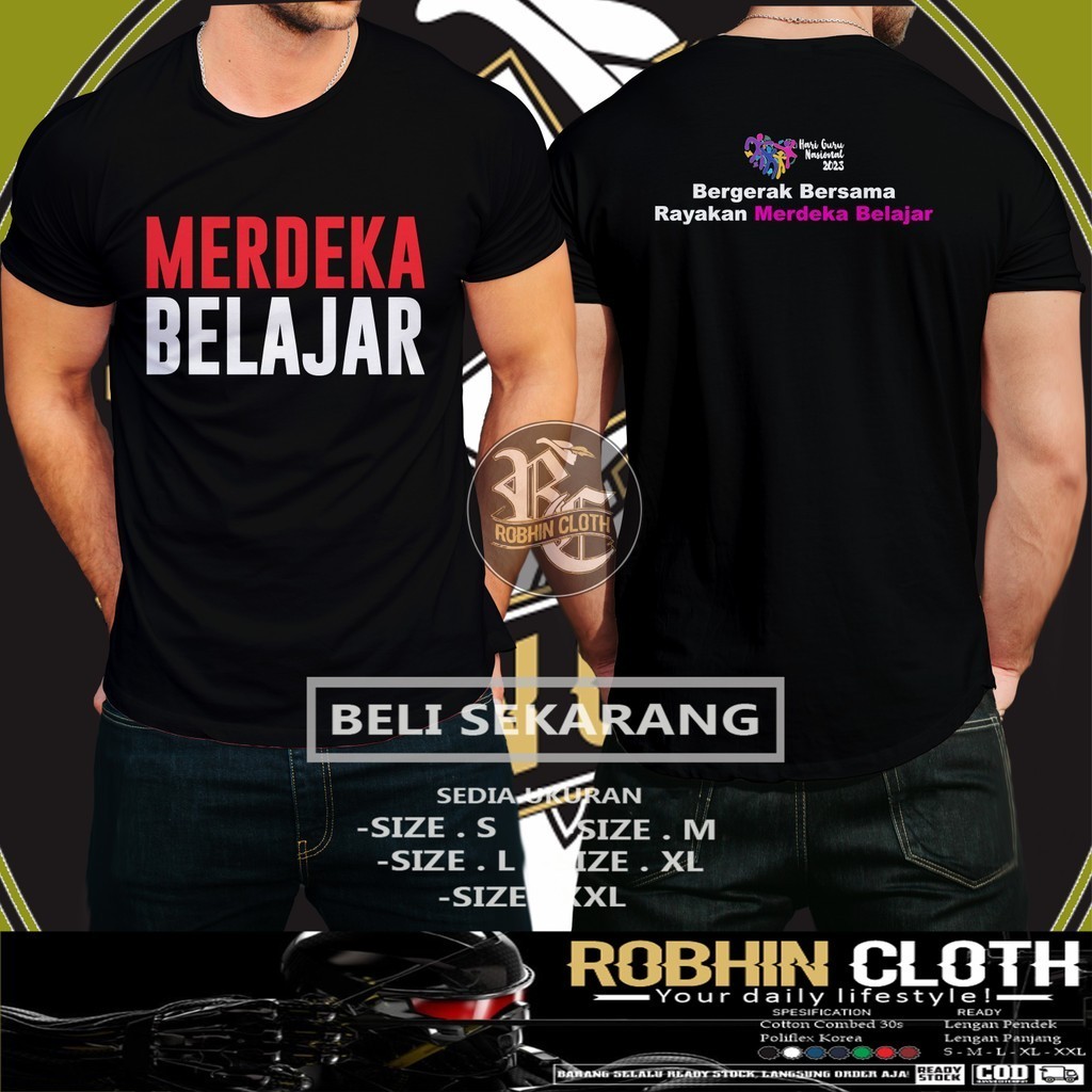 Jual Kaos Baju Merdeka Belajar HGN Hari Guru Nasional 2023 Bergerak ...